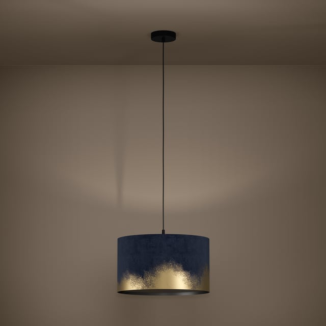 Eglo CASUARITA Suspension, E27 intensité lumineuse variable, bleu/or ...