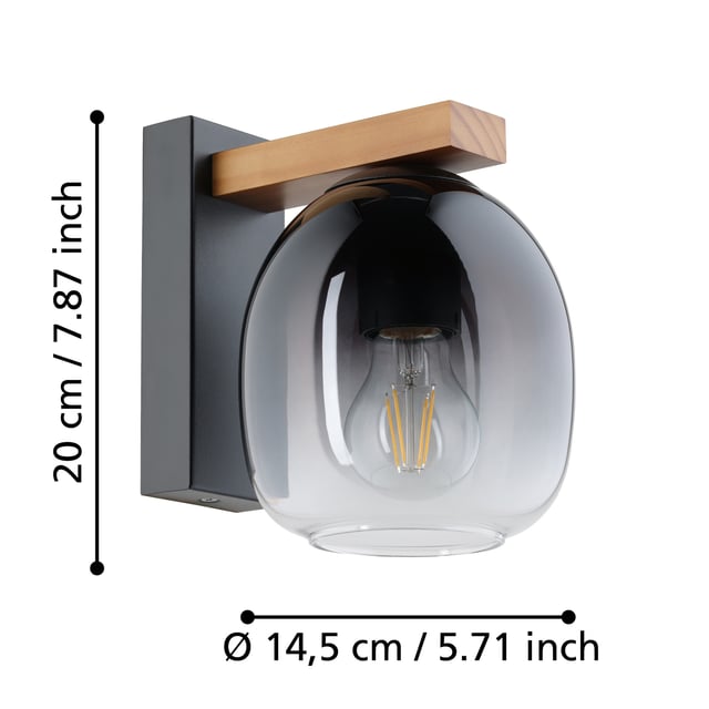 Eglo FILAGO Applique murale, E27 gris fumé - 900826 | REUTER