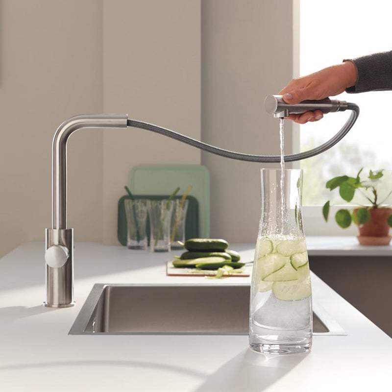 Grohe Blue Pure Minta Mitigeur de cuisine, extractible, pivotant ...