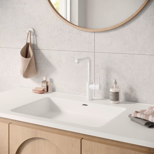 Herzbach SIRO WHITE rubinetto lavabo alto L-Size bianco opaco - 30 ...