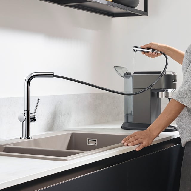 hansgrohe Talis M54 Mitigeur de cuisine pivotant, avec douchette ...