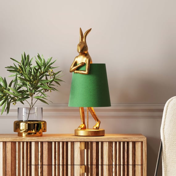 KARE Design Animal Rabbit Lampe de table, E27 vert/or - 53471 | REUTER