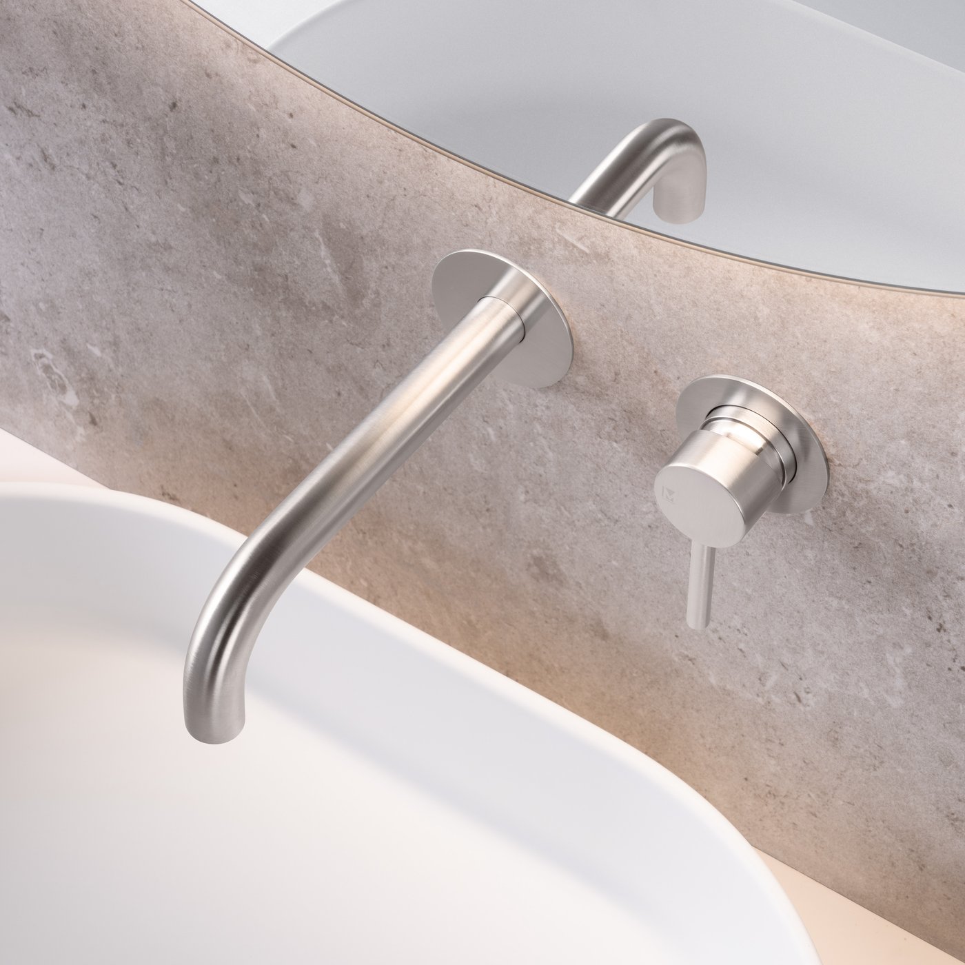 Mariner Logica Inox Mitigeur mural de lavabo en acier inoxydable ...