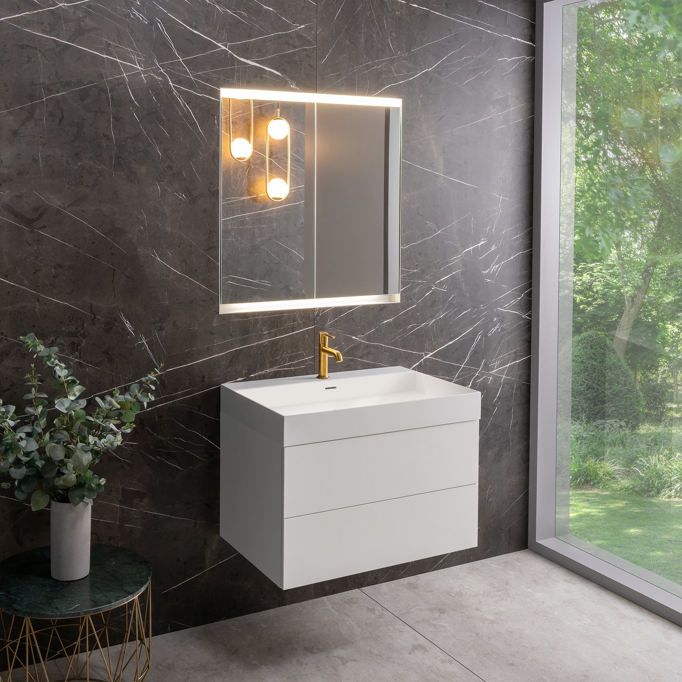neoro n50 szafka szer. 80 cm, z 2 szufladami biały mat - BN0422WM | REUTER