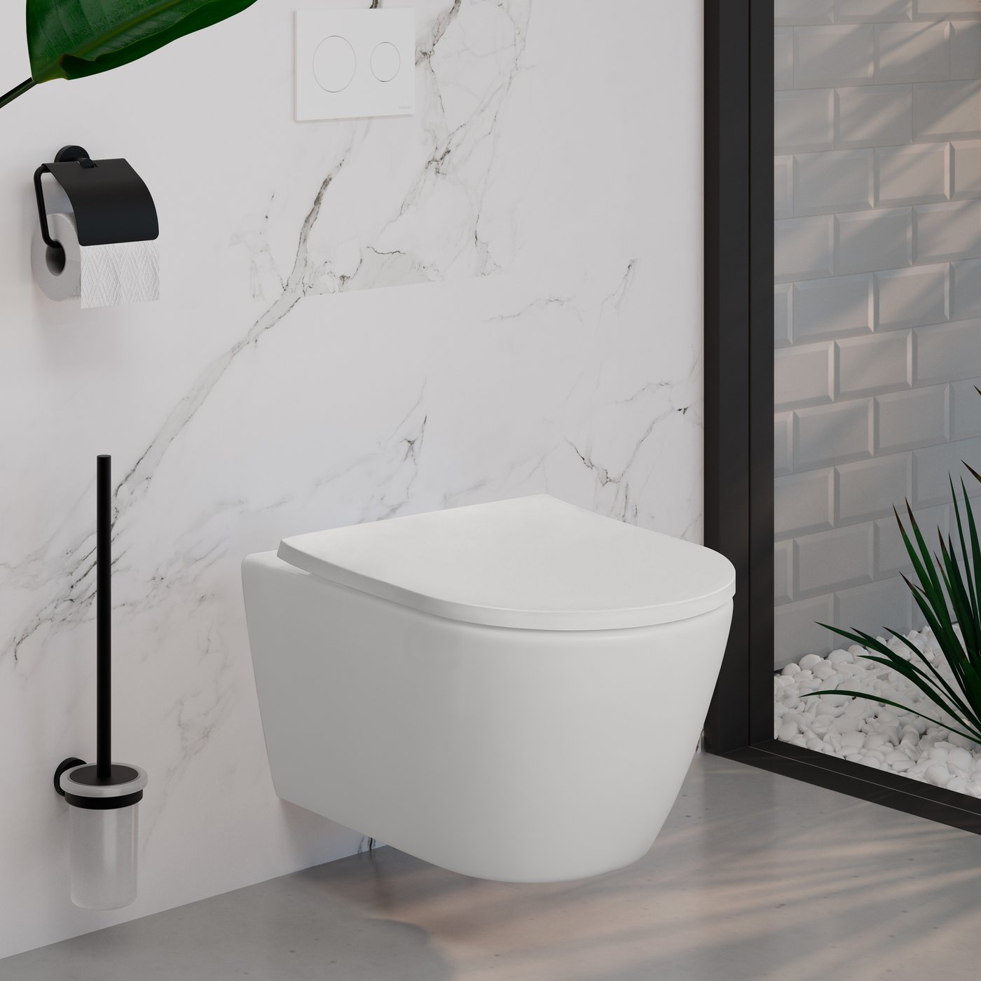 neoro n40 WC suspendu avec SilentPowerFlush avec abattant et revêtement ...