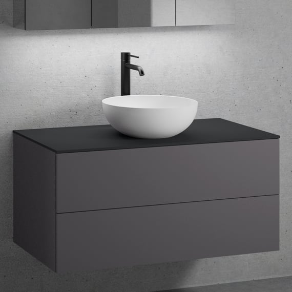 neoro n50 mobile La: 100 cm con 2 estraibili, lavabo Ø 40 cm bianco ...