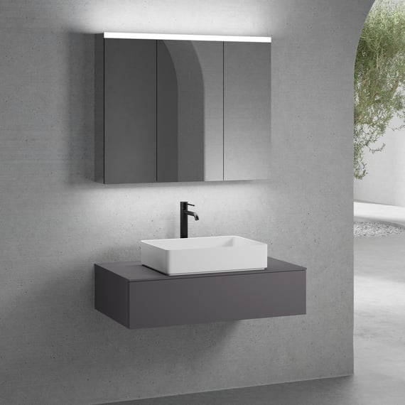 neoro n50 mobile La: 100 cm con 1 estraibile, lavabo La: 58 cm bianco ...