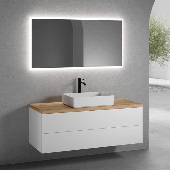 neoro n50 mobile La: 140 cm con 2 estraibili, lavabo La: 58 cm bianco ...