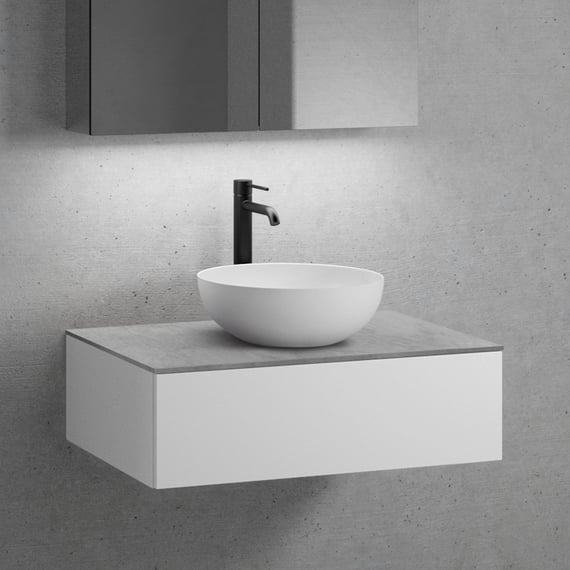 neoro n50 mobile La: 80 cm con 1 estraibile, lavabo Ø 40 bianco opaco ...