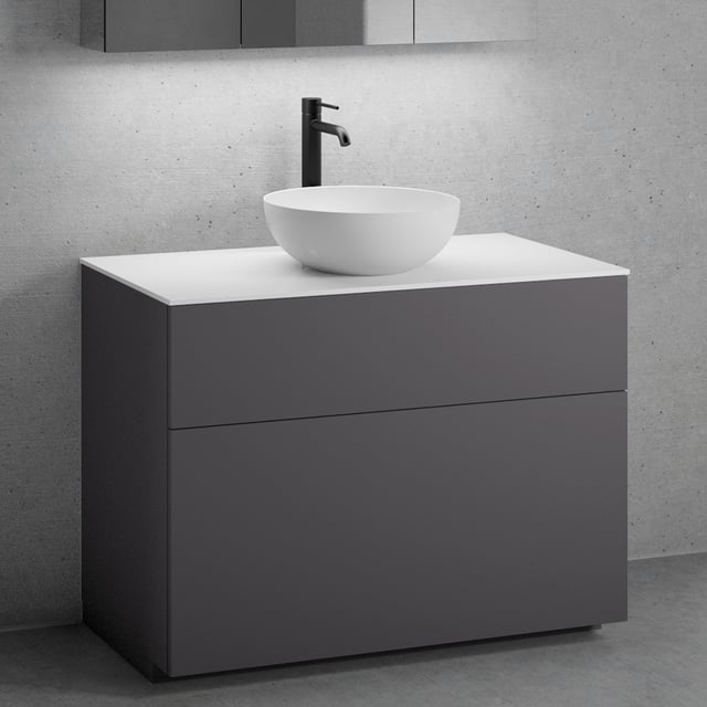 neoro n50 mobile La: 100 cm con 2 estraibili, lavabo Ø 45 bianco opaco ...