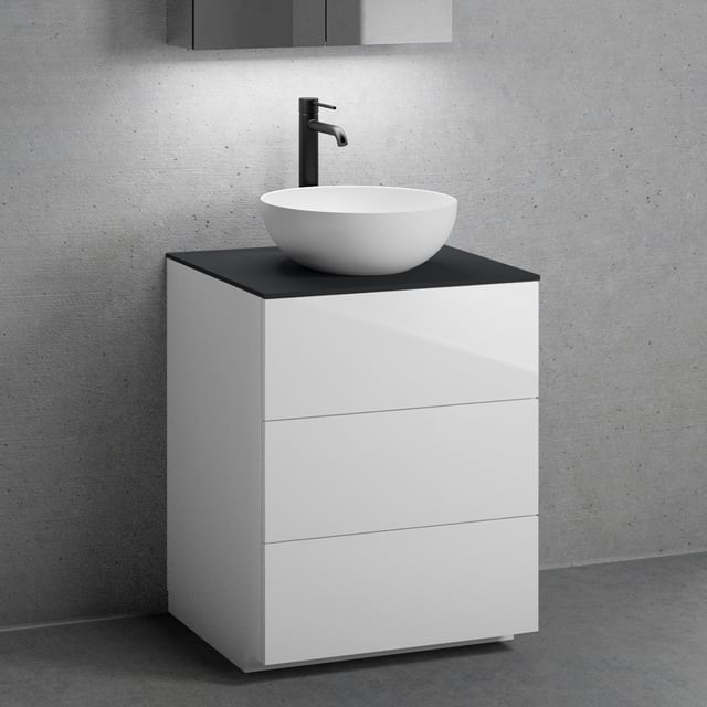 neoro n50 mobile La: 60 cm con 3 estraibili, lavabo Ø 45 bianco opaco ...