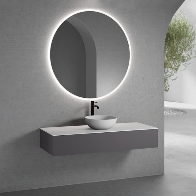 neoro n50 mobile La: 140 cm con 1 estraibile, lavabo Ø 40 cm bianco ...