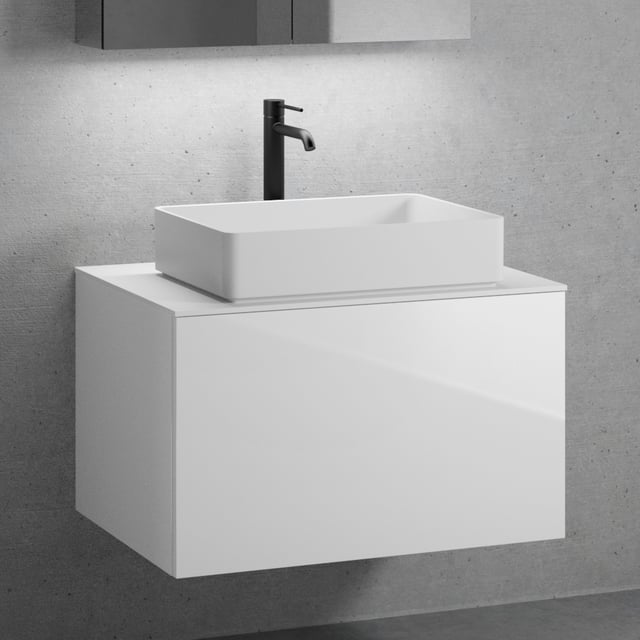 neoro n50 mobile La: 80 cm con 1 estraibile, lavabo La: 58 cm, bianco ...