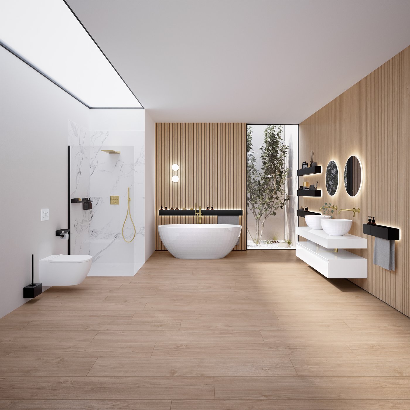 rivea – Malie Geo Wohlfühlbad mit Badmöbel, Wanne, Dusche & WC, inkl ...