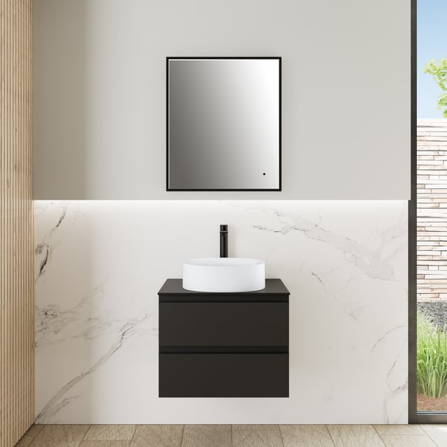 rivea Maila specchio illuminato La: 60 cm, con cornice di risalto nera ...