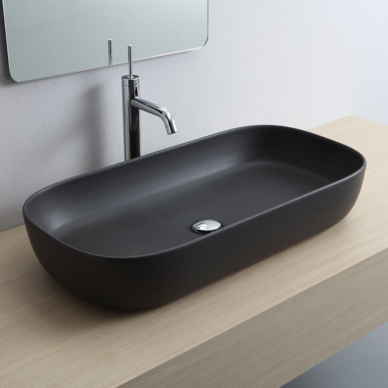 Scarabeo Glam Vasque à poser avec système BIO, noir mat - 180349BK | REUTER