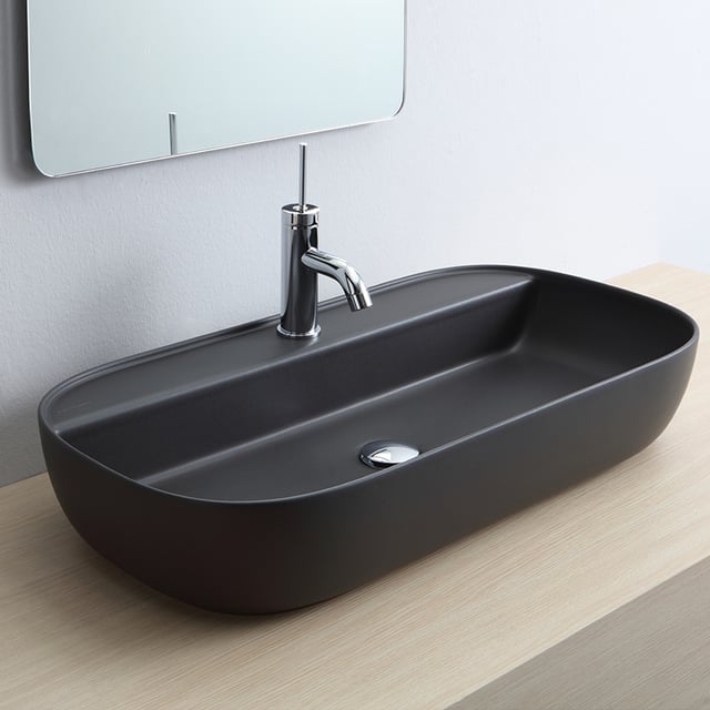 Scarabeo Glam Vasque à poser avec système BIO, noir mat - 180149BK | REUTER