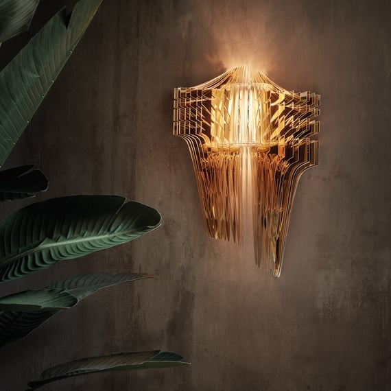Slamp Aria lampada a parete, E14 dimmerabile, oro ...