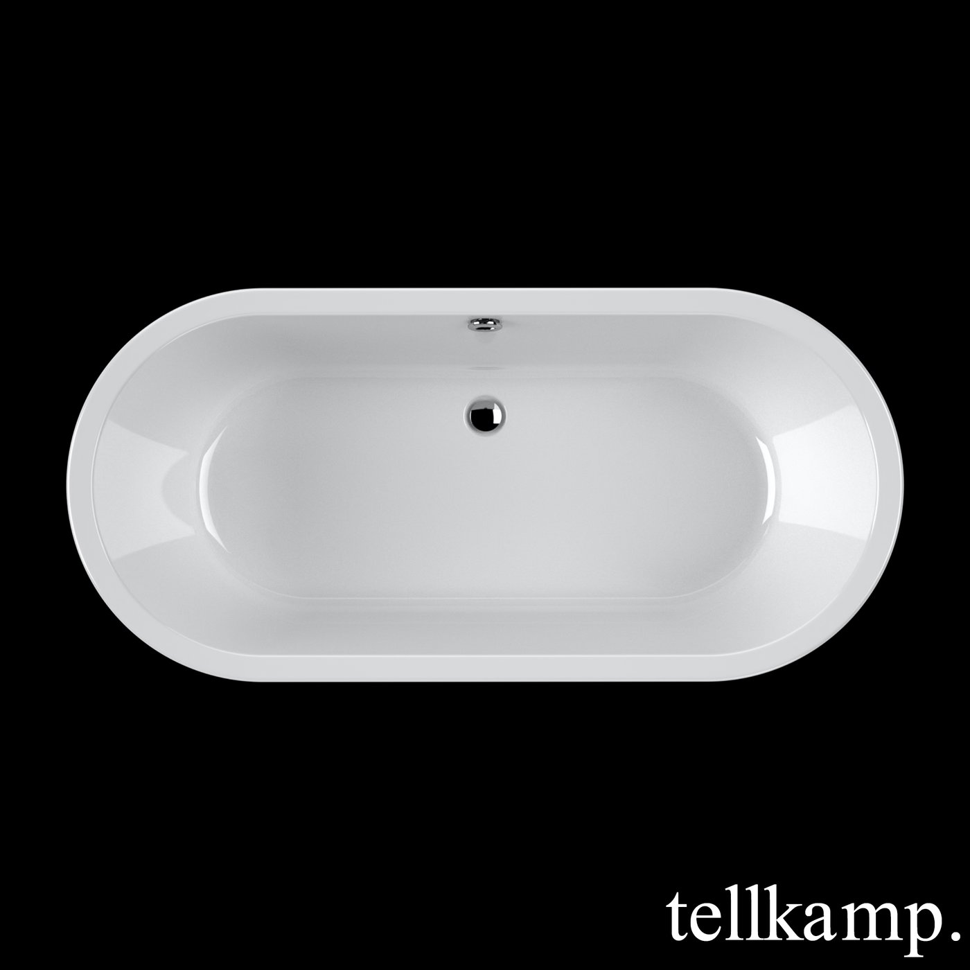 Tellkamp Easy Baignoire ovale en îlot blanc brillant, tablier blanc ...