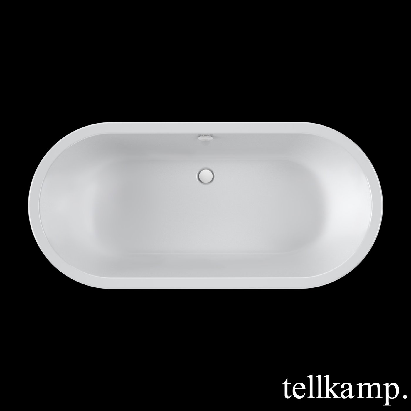 Tellkamp Easy Baignoire ovale en îlot blanc mat, tablier blanc mat ...