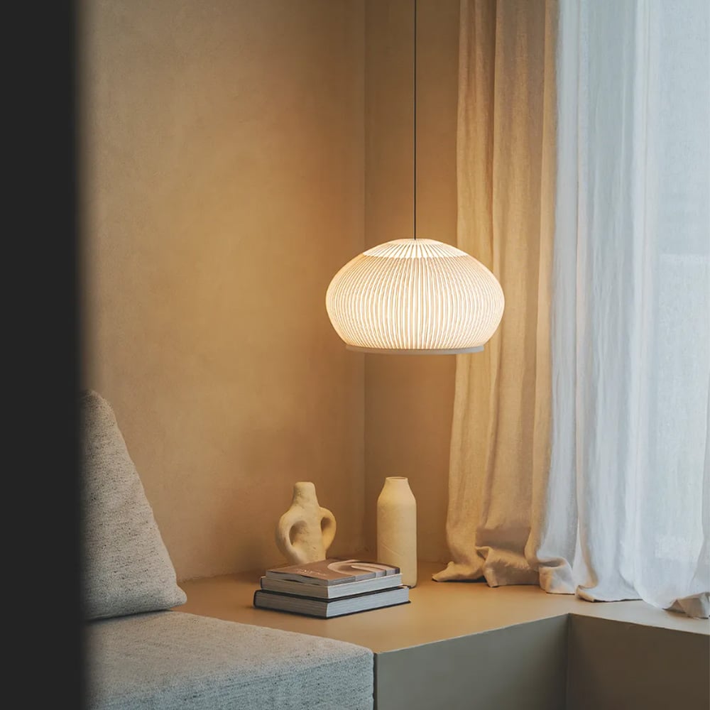 VIBIA Knit Suspension LED intensité lumineuse variable, beige/blanc ...