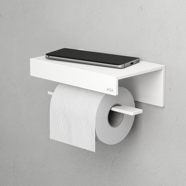 Viverso AGA Design L / U Papierrollenhalter mit Ablage weiß matt ...